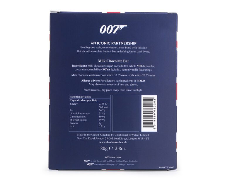 007 British Fine Milk Chocolate Bar - Charbonnel et Walker UK